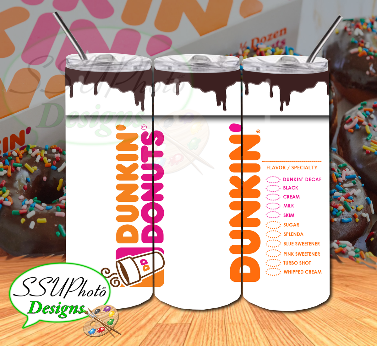 Dunkin Donuts 20 OZ Skinny TumblerD Digital Design – SSUPhoto Designs